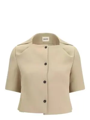Khaite Franc Button Short Sleeve Jacket - Neutrals