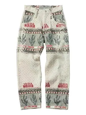 KURO Double Cloth Printed Trousers - Neutrals