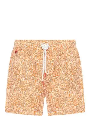 Kiton Floral-print Swim Shorts - Orange
