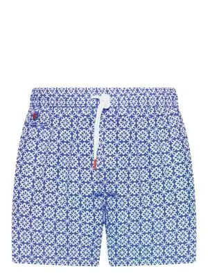 Kiton Floral-print Swim Shorts - Blue