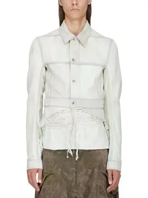 Rick Owens Frayed-detail Overshirt - White