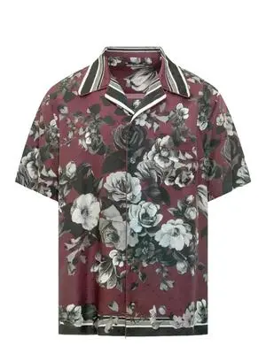 Dolce & Gabbana Floral Striped Silk Shirt - Red