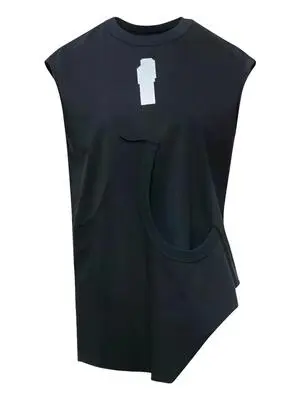 ORDINARY COUTURE CODE Asymmetric Sleeveless Top - Black