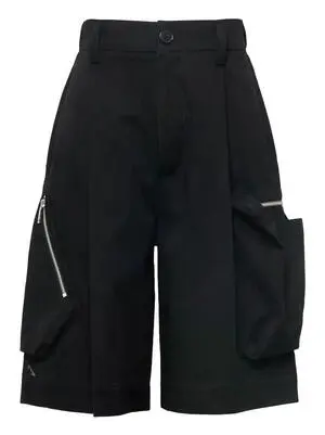ORDINARY COUTURE CODE Zip Pocket Bermuda Shorts - Black
