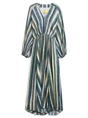Momoni Francisco V-Neck Maxi Dress Blue