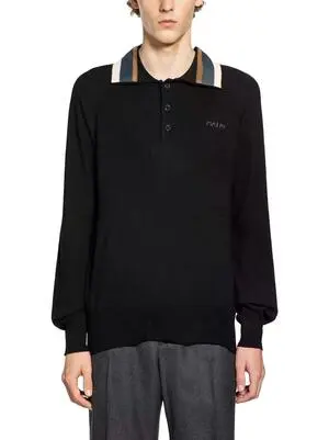 Marni Suede Collar Polo Shirt - Black