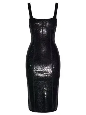 FLEUR DU MAL Sequin Knit Midi Dress - Black