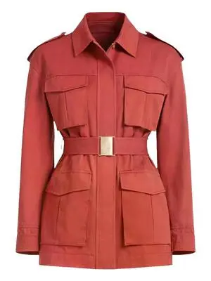 Elie Saab Belted Gabardine Jacket - Red
