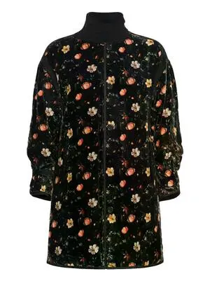 R13 Floral-print Coat - Black