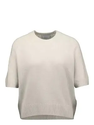 ALLUDE Short-sleeve Cashmere Sweater - Neutrals