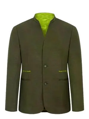 SHANGHAI TANG Contrast-Binding Wool Blazer