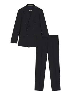 BOSS Two-piece Slim-fit Suit In Pinstripe Virgin Wool - Dark Blue