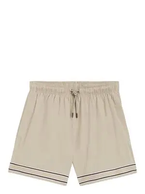BOSS Drawstring Swim Shorts With Tape Trim - Light Beige