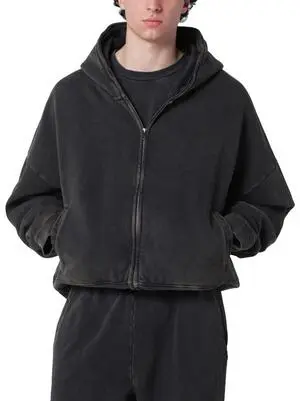 ENTIRE STUDIOS Washed Cotton Zip-up Hoodie - Black