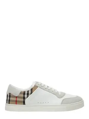 Burberry Leather Sneakers With Check Pattern - White