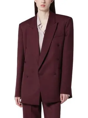 THE FRANKIE SHOP Monterey Structured Wool-Blend Jacket Burgundy