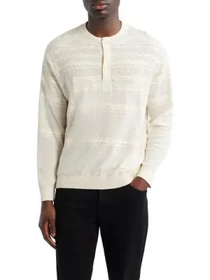 Emporio Armani Textured Knit Henley Sweater - Cream