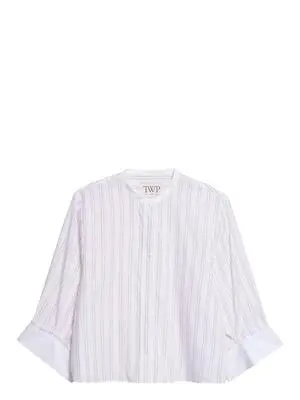 TWP The Beau Stripe Button-up Shirt - White/wine