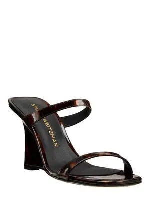 STUART WEITZMAN Vinnie 85 Patent Leather Wedge Slide Sandal - Classic