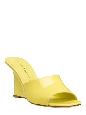 STUART WEITZMAN Vinnie 85 Patent Leather Wedge Mule - Citrine