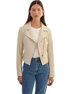 LAMARQUE Fitted Faux Leather Jacket - Bone