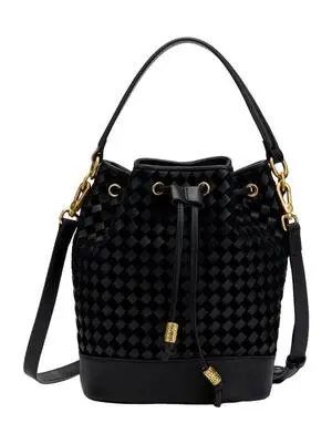 MARC NOLAN Nora Leather Bucket Bag Black Woven