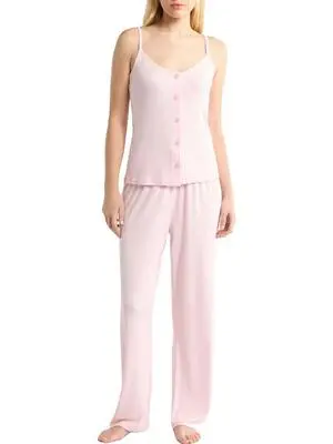 French Connection Ribbed Camisole & Pants Sleep Set - Icy Pink