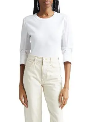 Veronica Beard Junia Mixed Media Top - White