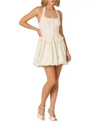 Astr The Label Giavanna Halter Mini Dress - Cream