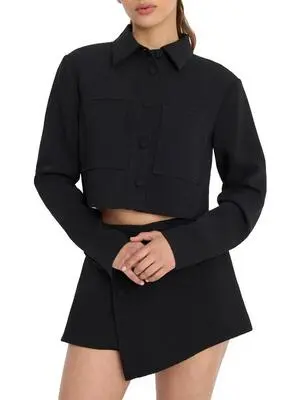 GOOD AMERICAN Cropped Button Jacket