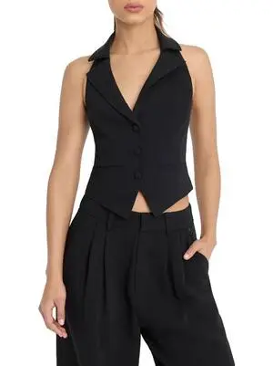 Good American Luxe Suiting Halter Vest - Black001