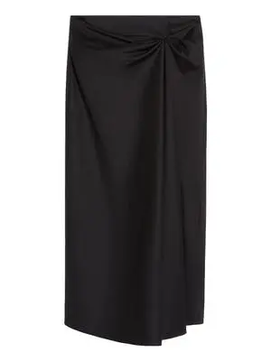 Max Mara Cotton Satin Drape Skirt - Black