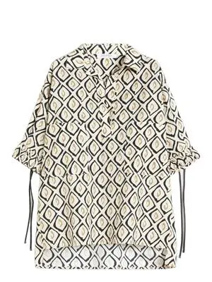 Max Mara Printed Oversized Poplin Shirt - Beige