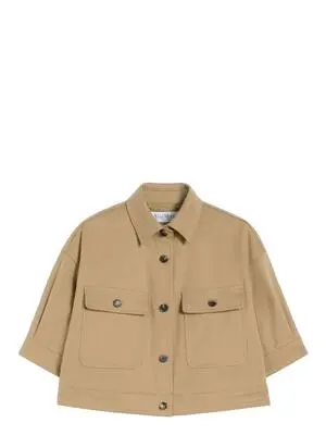 Max Mara Stretch Cotton Cropped Jacket - Sand
