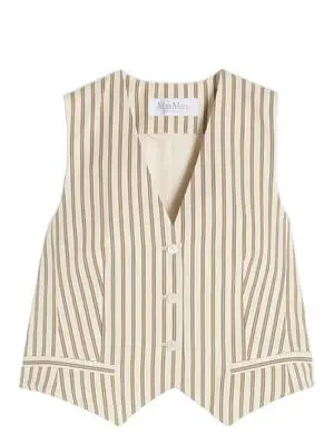 Max Mara Striped Cotton And Silk Canvas Gilet - Beige