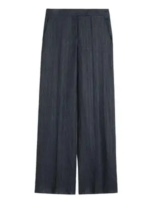 Max Mara Herringbone Linen Twill Trousers - Medium Grey