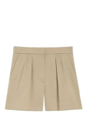 Max Mara Stretch Cotton Satin High-waisted Shorts - Kaki