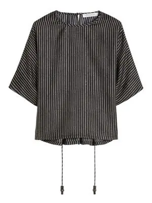 Max Mara Printed Silk T-shirt Blouse - Black White