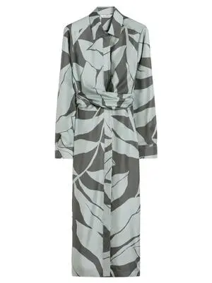 Max Mara Printed Silk Twill Shirt Dress - Green