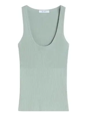 Max Mara Ribbed Knit Viscose-blend Top - Sage Green