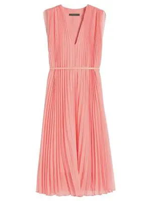 Max Mara Plissé-pleated Chiffon Midi Dress - Pink