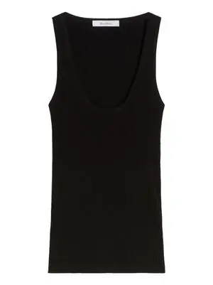 Max Mara Viscose-blend Ribbed Top - Black