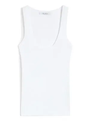 Max Mara Viscose-blend Ribbed Tank Top - Optical White