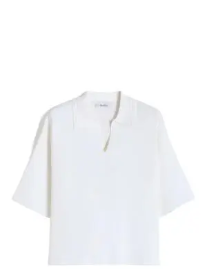 Max Mara Viscose Crêpe Polo Jumper - Optical White