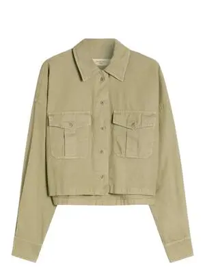 Max Mara Boxy Cotton Panama Shirt - Olive Green