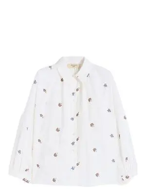Max Mara Poplin Shirt With Embroidery - White