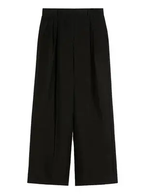 Max Mara Viscose And Linen Wide-leg Trousers - Black