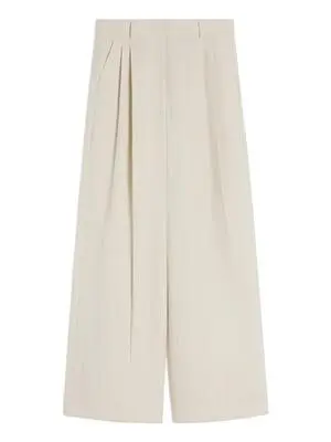 Max Mara Viscose And Linen Wide-leg Trousers - Beige
