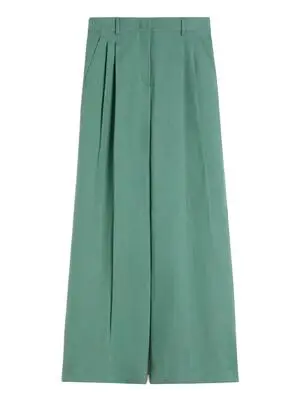 Max Mara Viscose And Linen Wide-leg Trousers - Green