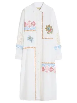 Max Mara Poplin Shirt Dress With Embroideries - White